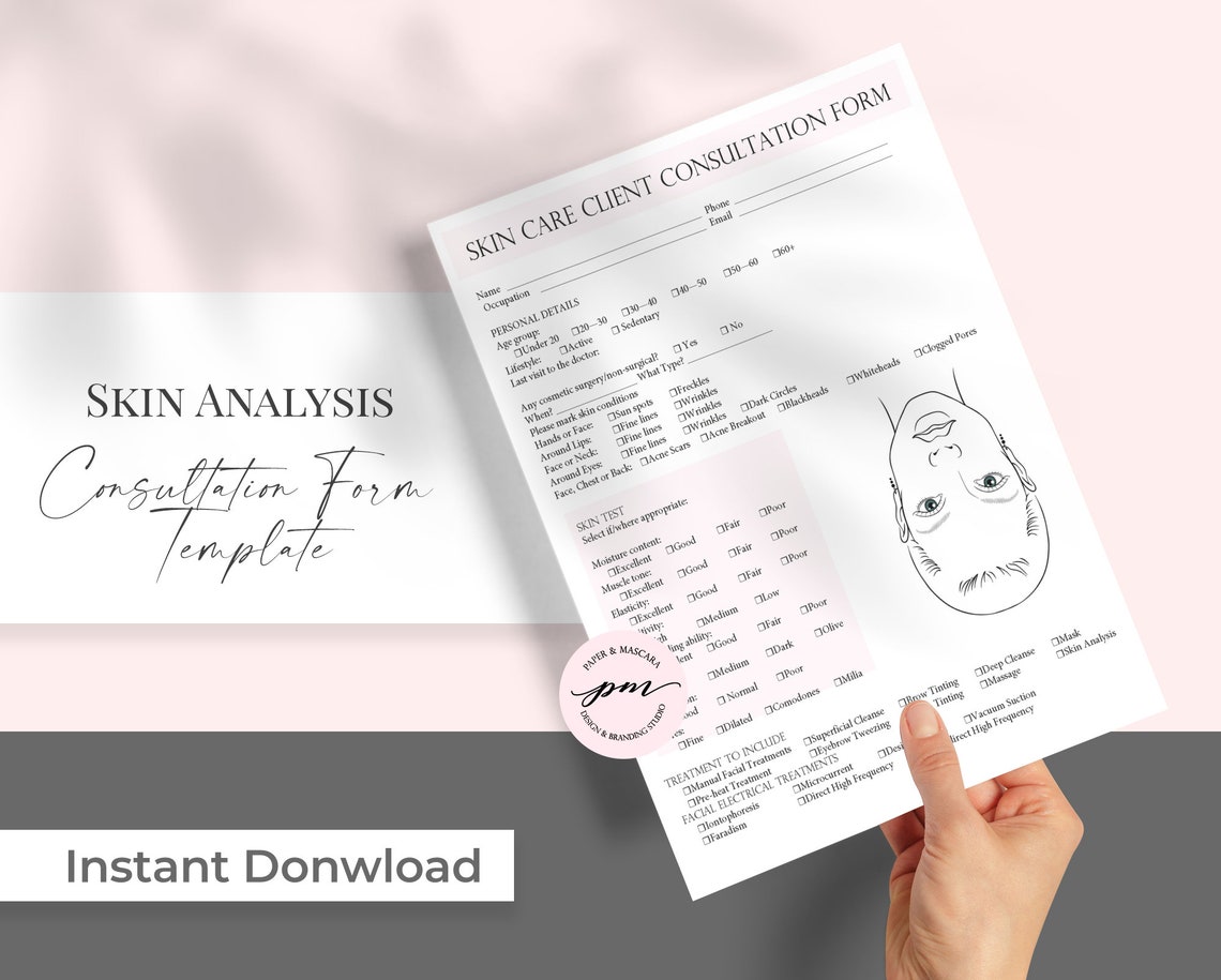 Skin Analysis Client Consultation Form Template Esthetician - Etsy