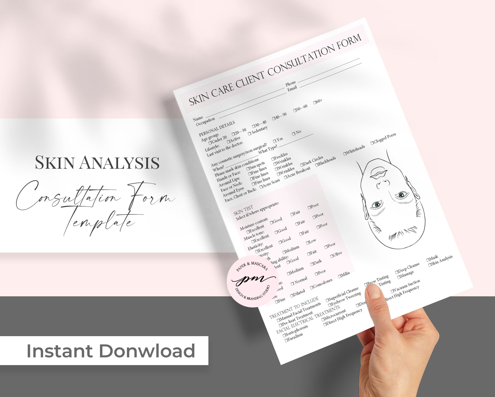 Skin Analysis Client Consultation Form Template Esthetician - Etsy