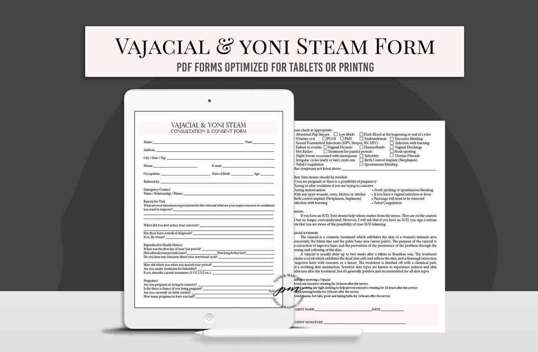 Vajacial and Yoni Steam Form, Vajacial Consent Form, V-steam Consent ...
