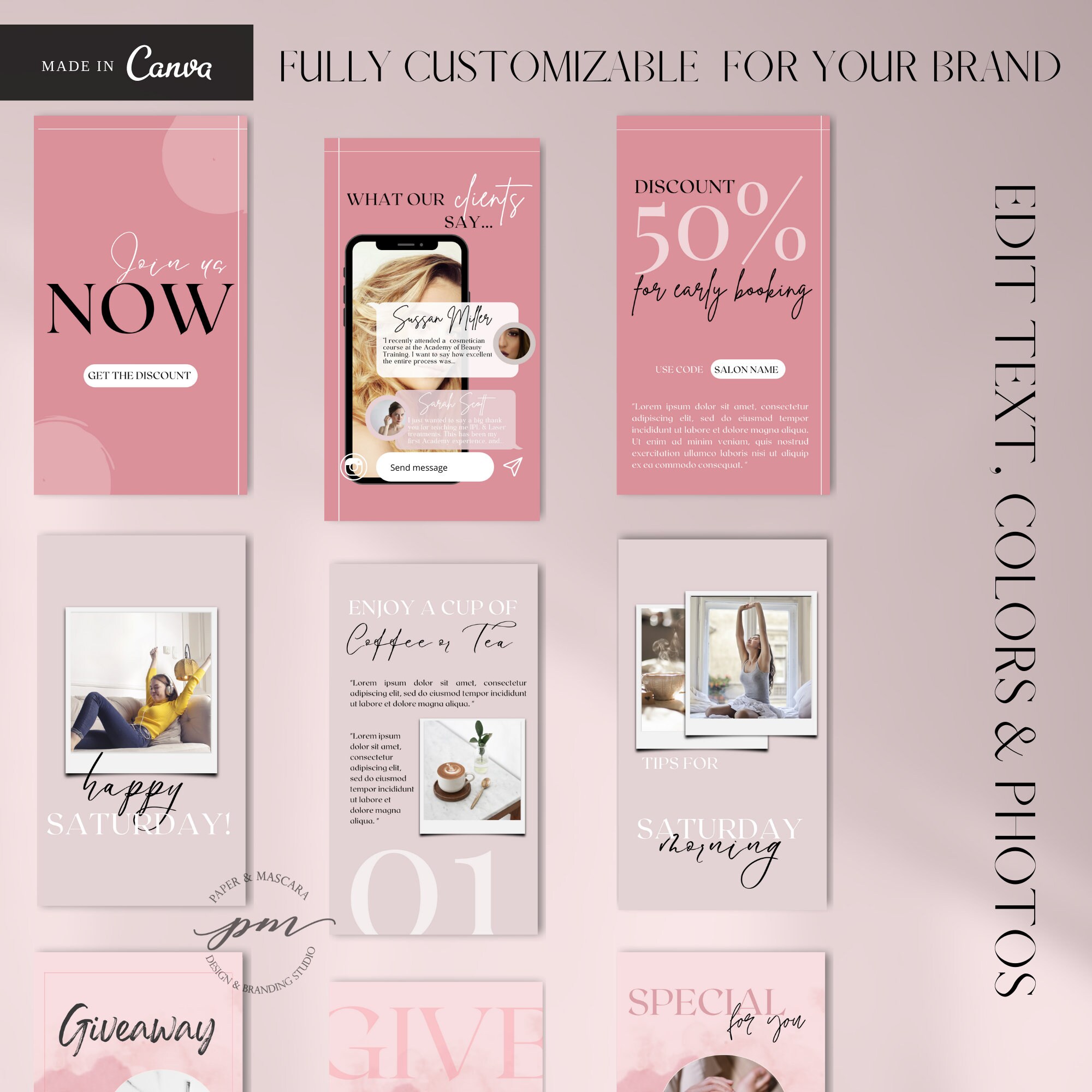 Instagram Carousel Story Template Pink Editable Instagram - Etsy