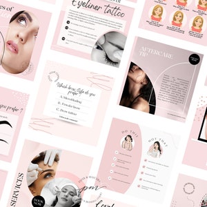 Permanent Makeup Instagram Post Templates, Editable PMU Social Media ...
