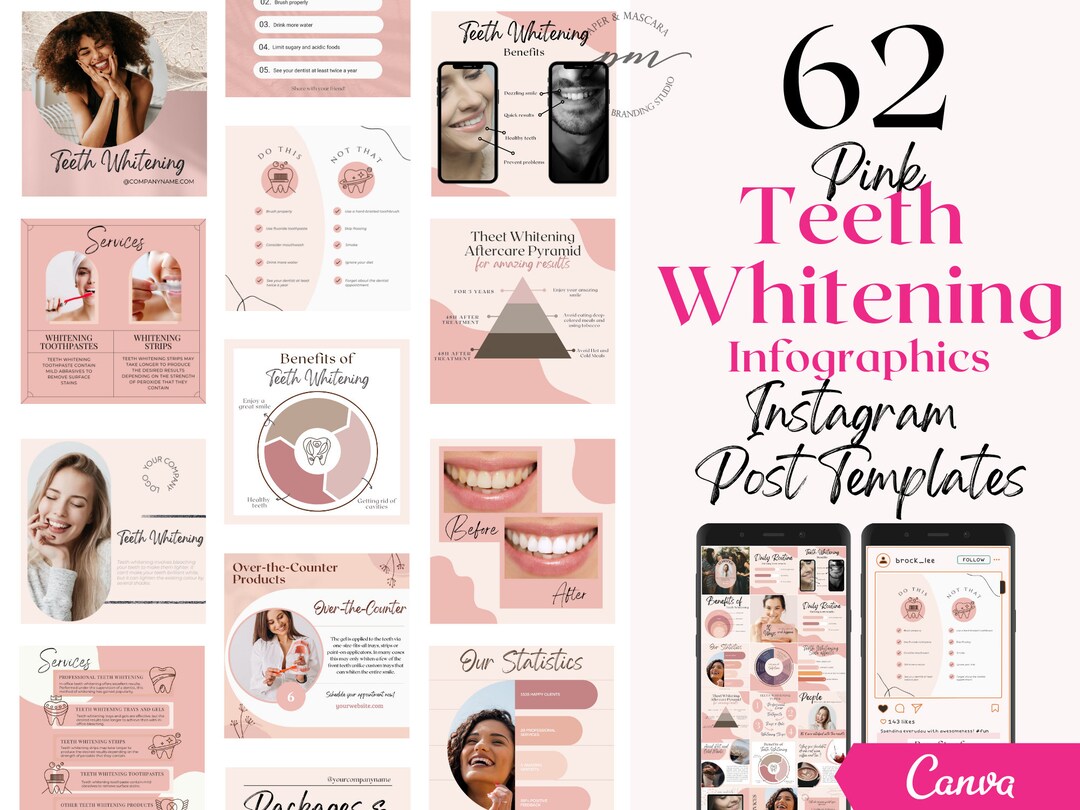 Teeth Whitening Instagram Post Templates, Editable Teeth Whitening ...