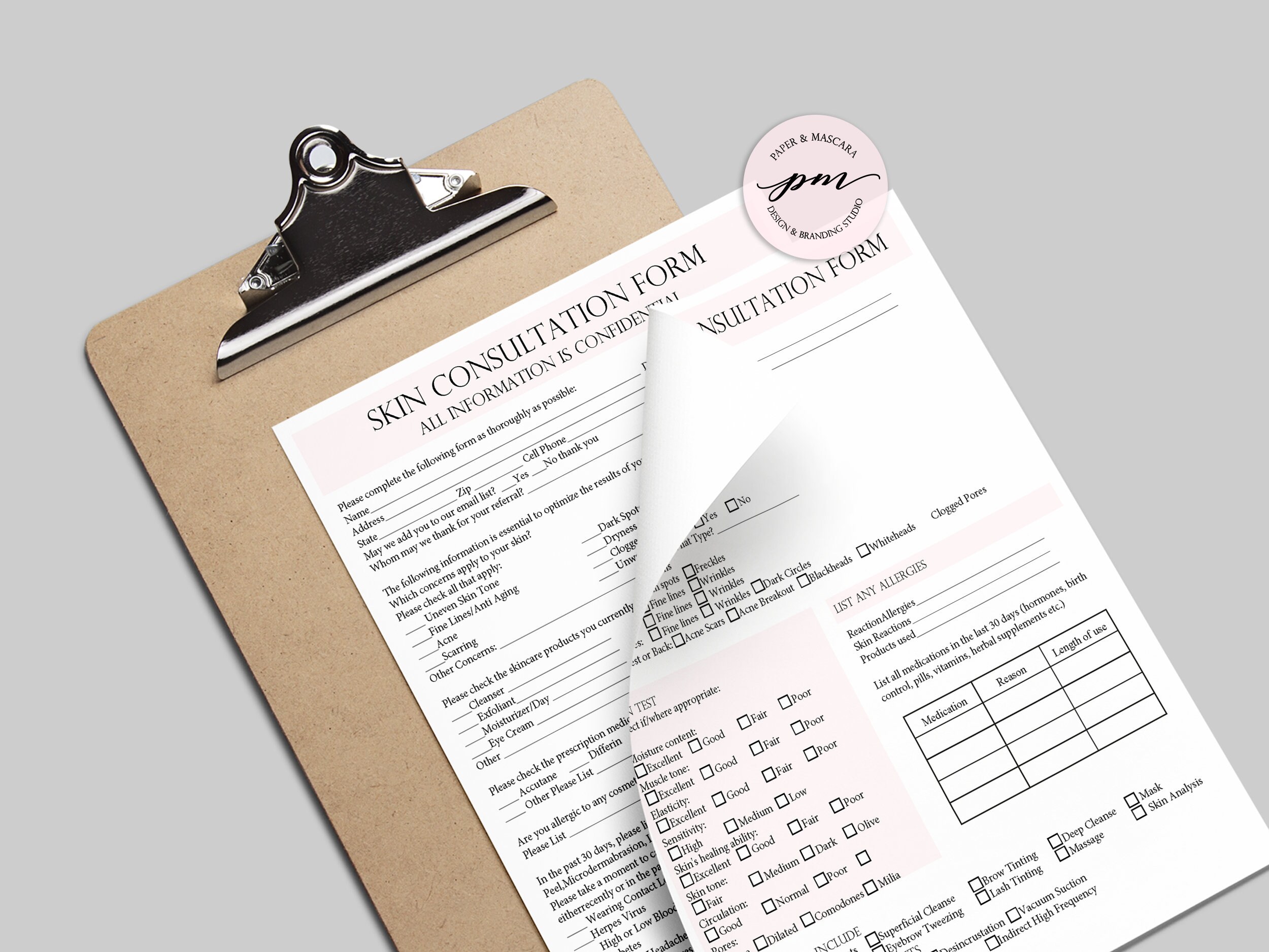 Skin Care Client Consultation Form, Facials Spa Form, Salon Form ...