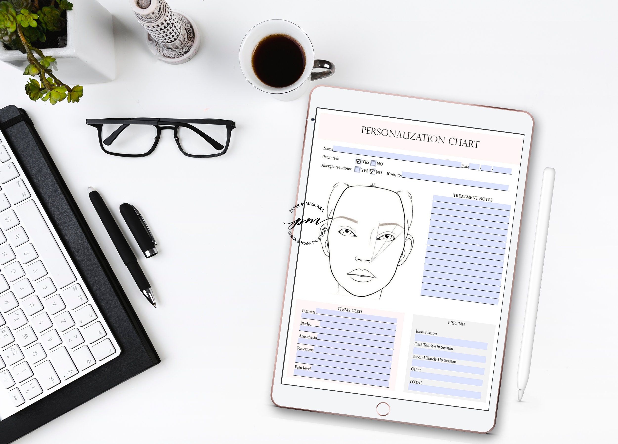 Microblading Personalization Chart for Tablets Clickable | Etsy