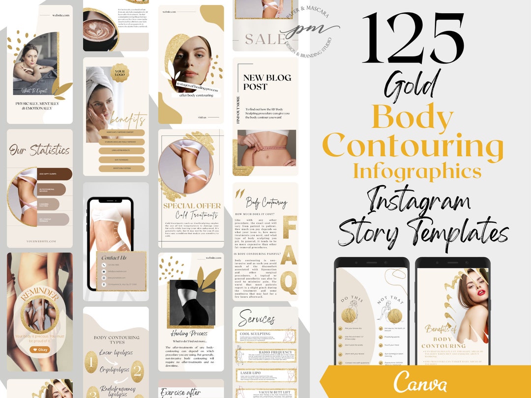 Body Contouring Instagram Story Templates, Editable Body Contouring ...