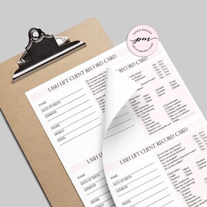 Lash Lift Client Record Card, Editable Esthetician Consultation Card - Etsy
