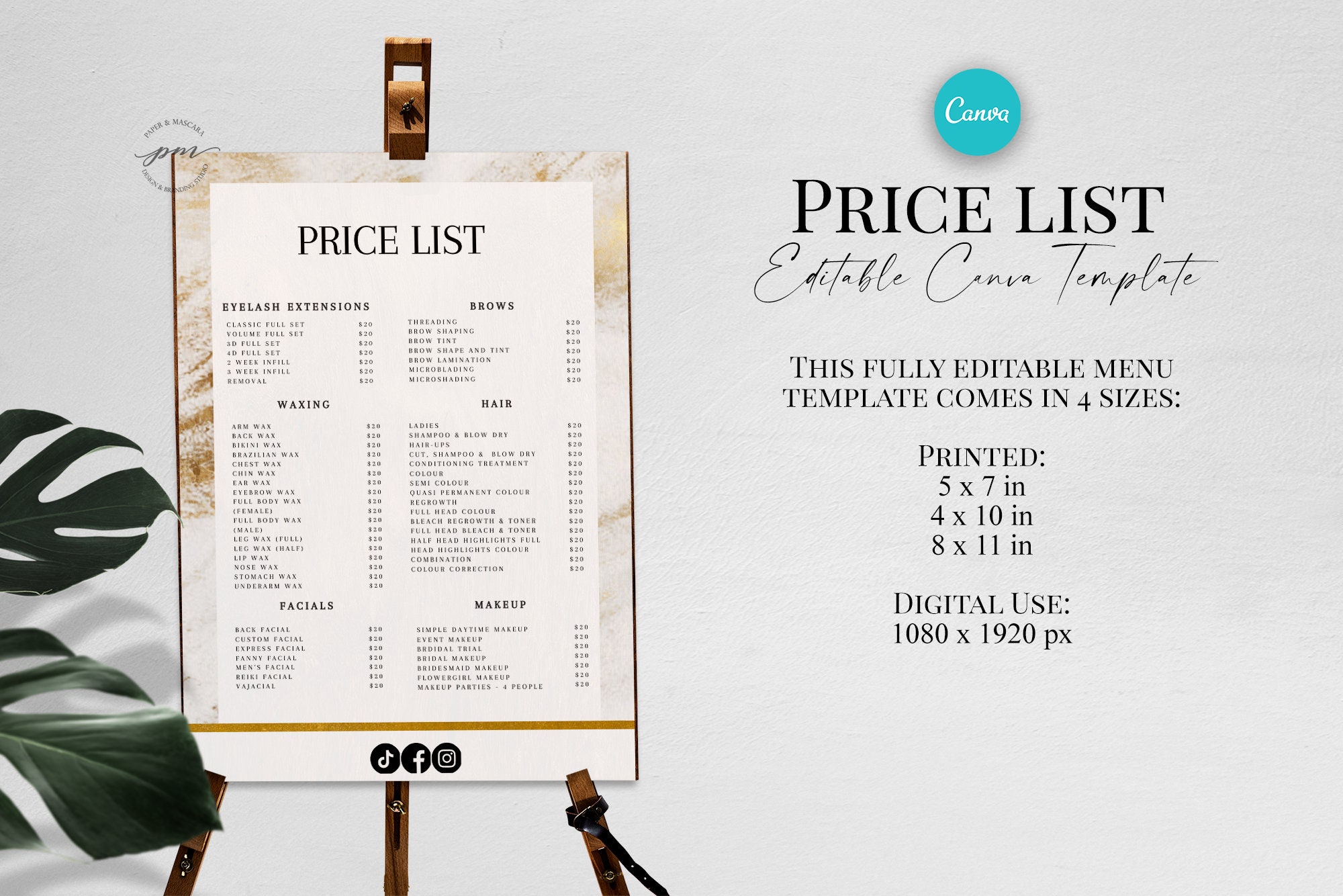 Editable Beauty Salon Price List Template Editable Services - Etsy