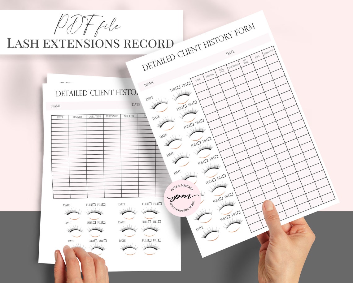 Eyelash Extensions Client History Form Printable Lash Mapping - Etsy