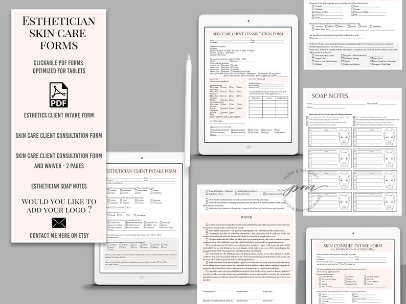 Esthetician Client Intake Form, Skin Care Consultation Form ...