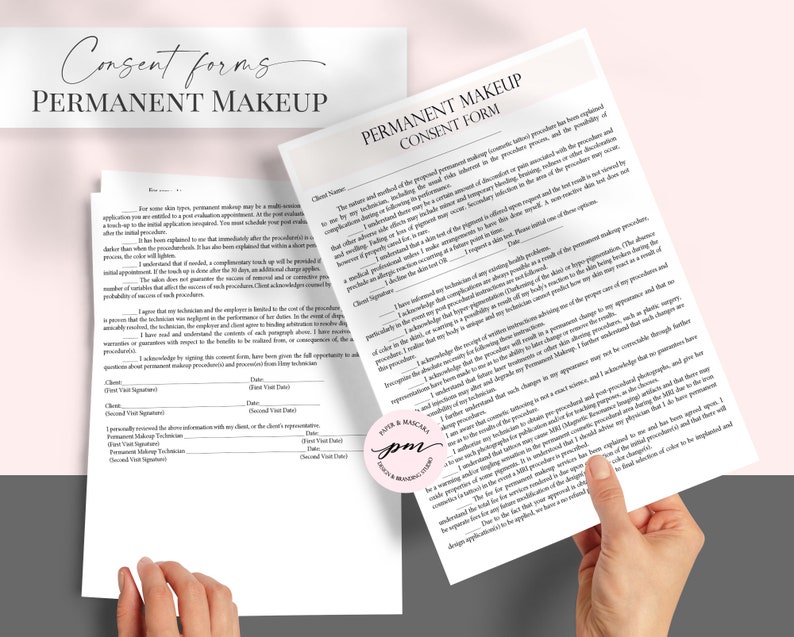 Editable Permanent Makeup Consent Form Templates Permanent - Etsy
