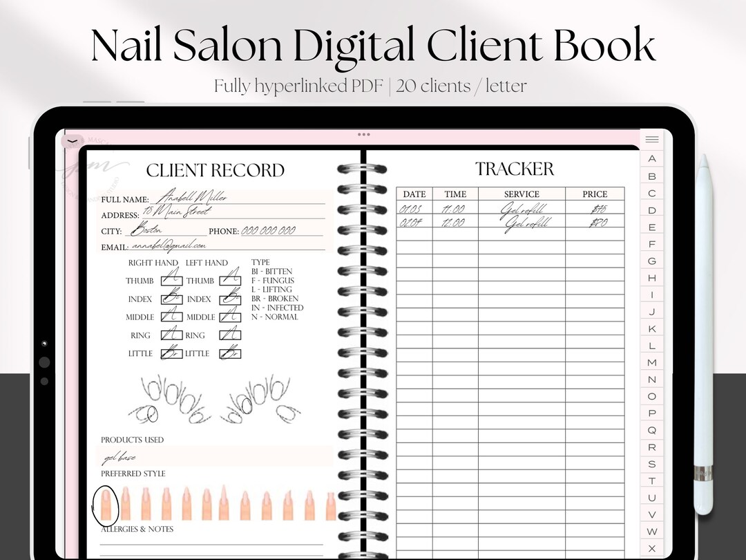 2023 DIGITAL PINK Nail Tech Client Record Book | Nail Tech Client ...