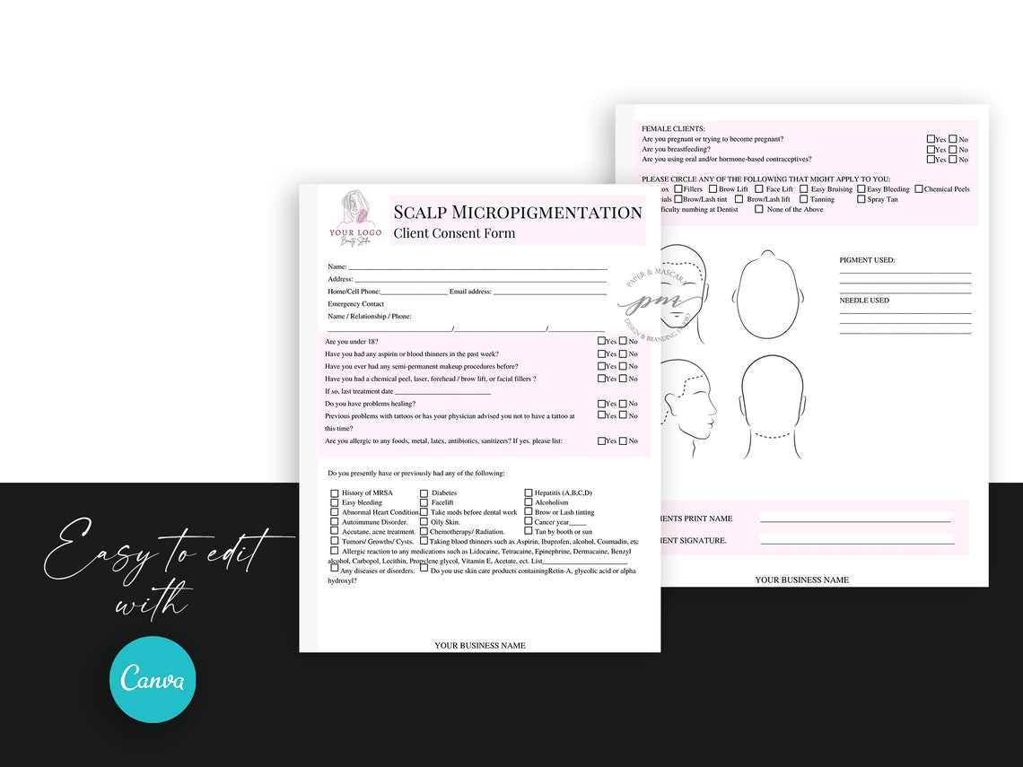 Editable Scalp Micropigmentation Form Template Scalp | Etsy
