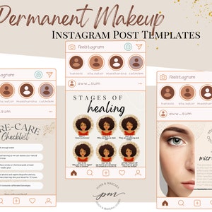Permanent Makeup Instagram Post Templates, Editable PMU Social Media ...