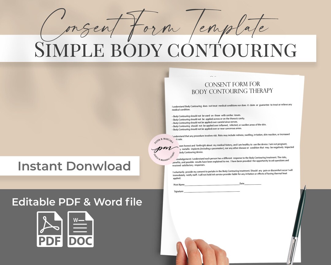 Editable Body Contouring Consent Form Template, Simple Body Sculpting ...