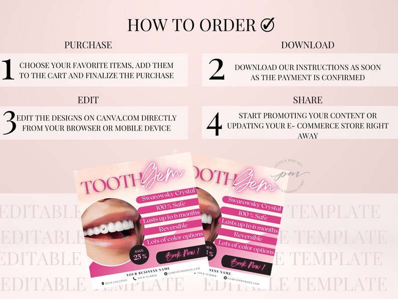 Editable Tooth Gem Flyer Template Tooth Charms Instagram - Etsy