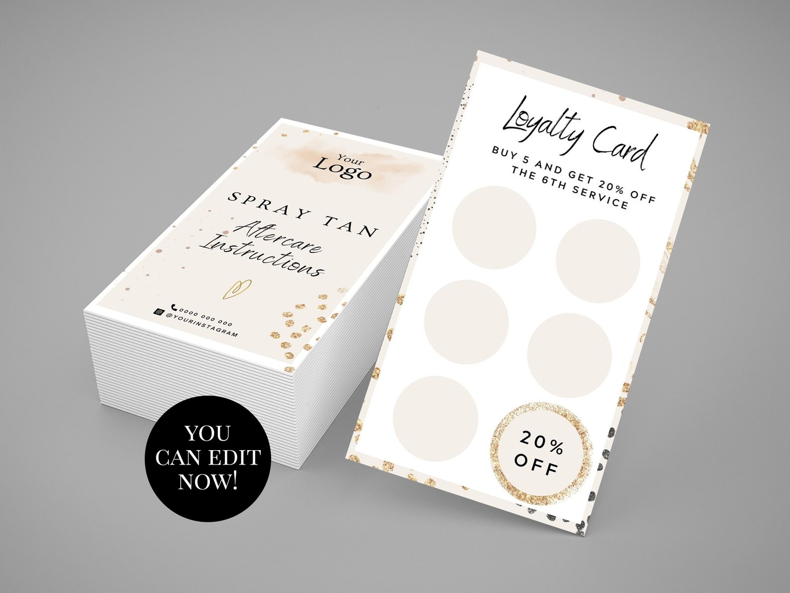 Editable Spray Tan Aftercare Card Spray Tan Loyalty Card - Etsy