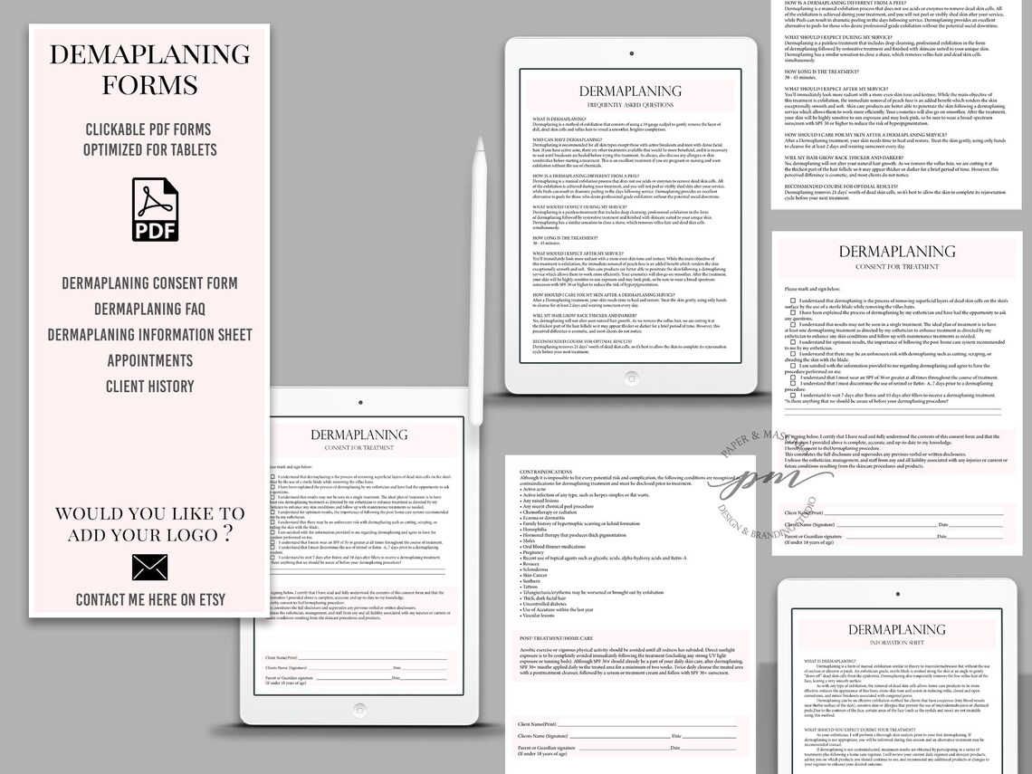 Dermaplaning Forms Clickable Dermaplaning Esthetician Forms - Etsy