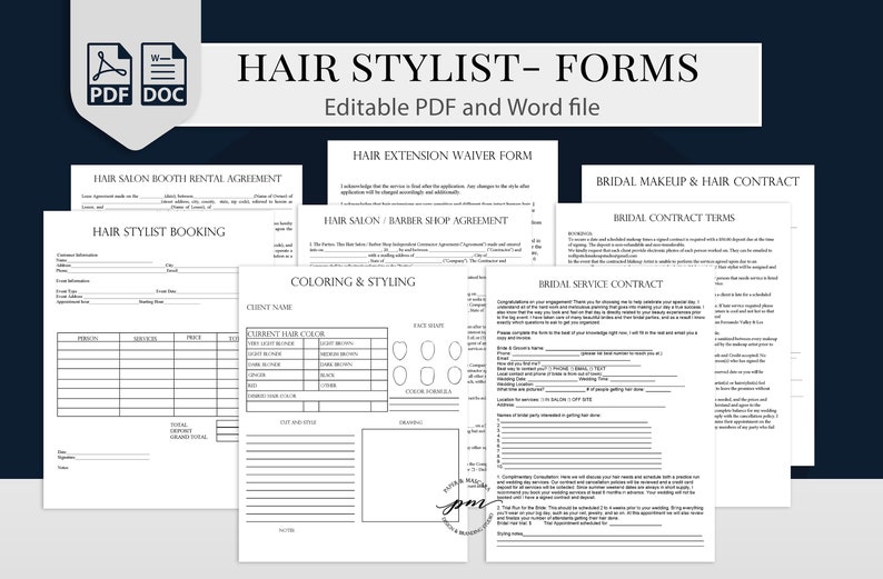 Hair Stylist Printable Business Forms, Editable Hair Stylist Client ...