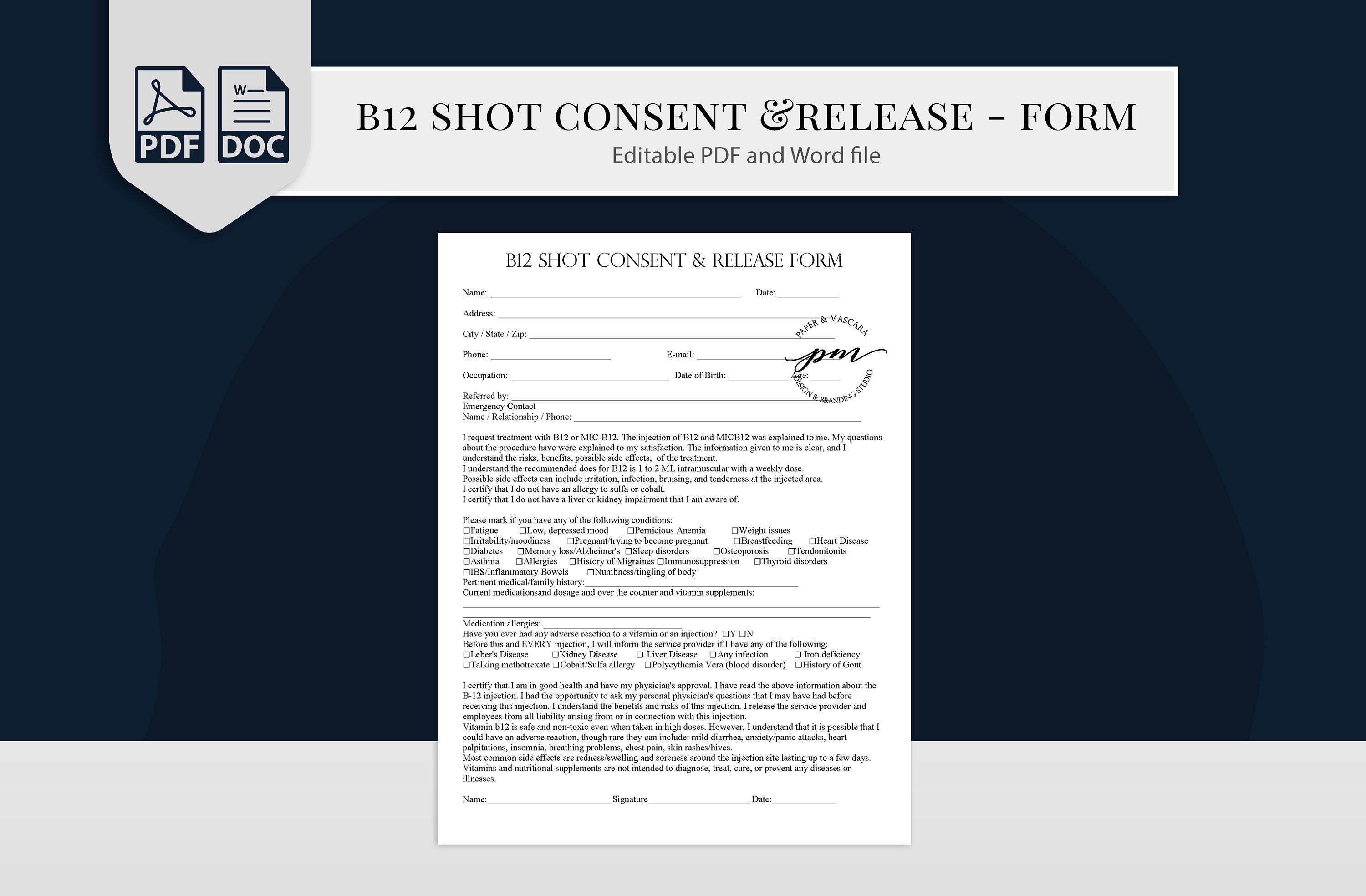 Design & Templates Stationery B12 Shot Consent Forms B12 Consent B12 ...