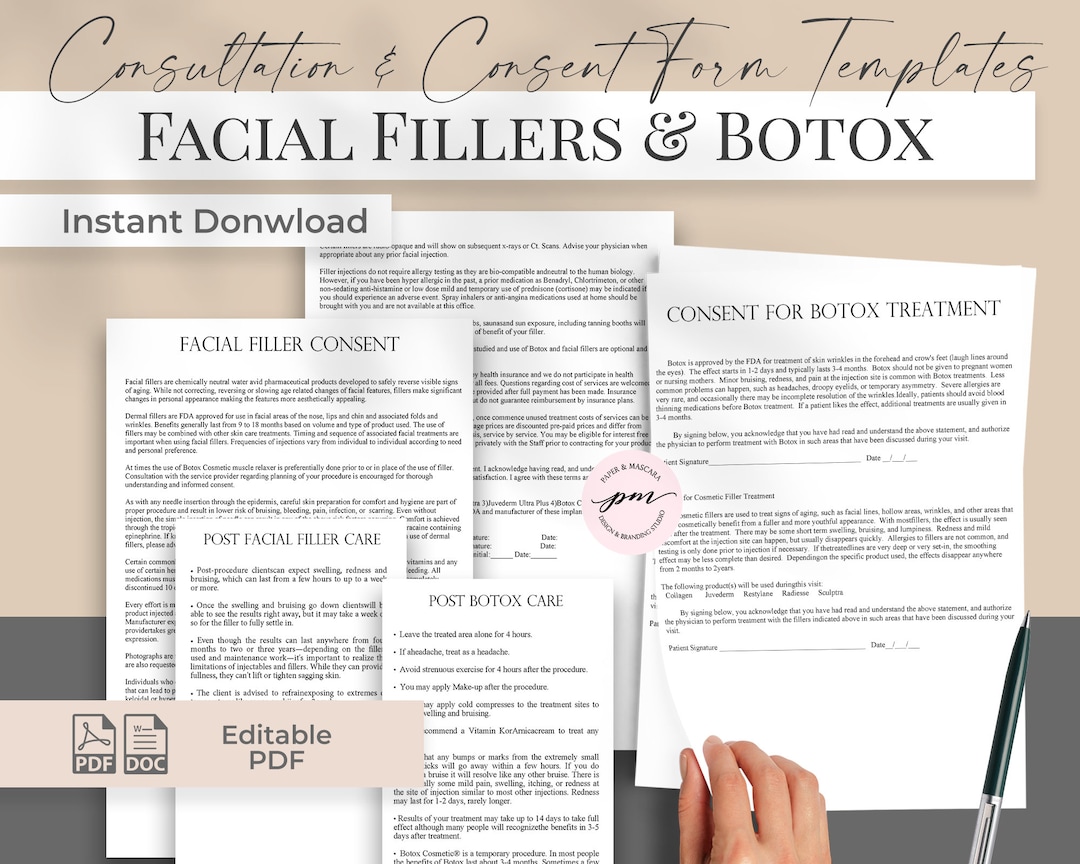 Facial Fillers and Botox Treatment Form Template, Editable Botox ...