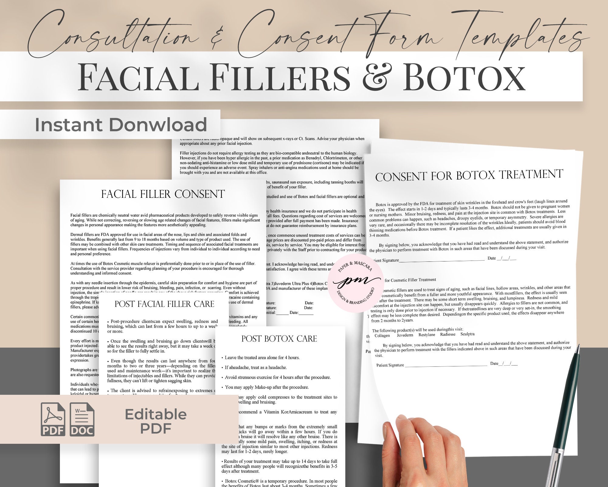 Facial Fillers and Botox Treatment Form Template Editable - Etsy
