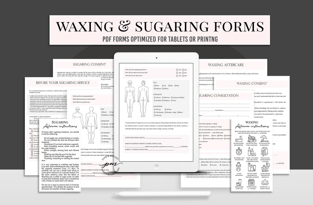 Waxing and Sugaring Forms, Clickable Waxing Consultation and Consent ...