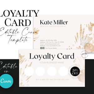 Editable Loyalty Card Template Modern Editable Reward Punch - Etsy