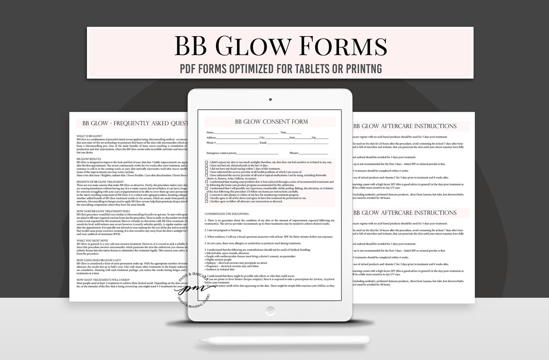 BB Glow Consent Form for Tablets, Bbglow Aftercare Instructions ...