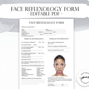 Face Reflexology Client Consultation Form Massage Therapist | Etsy