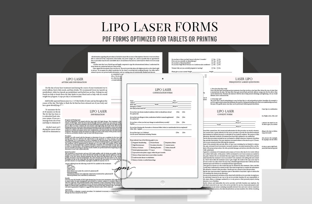 Lipo Laser Forms, Body Contouring Client Forms, Lipo Laser Intake Form ...