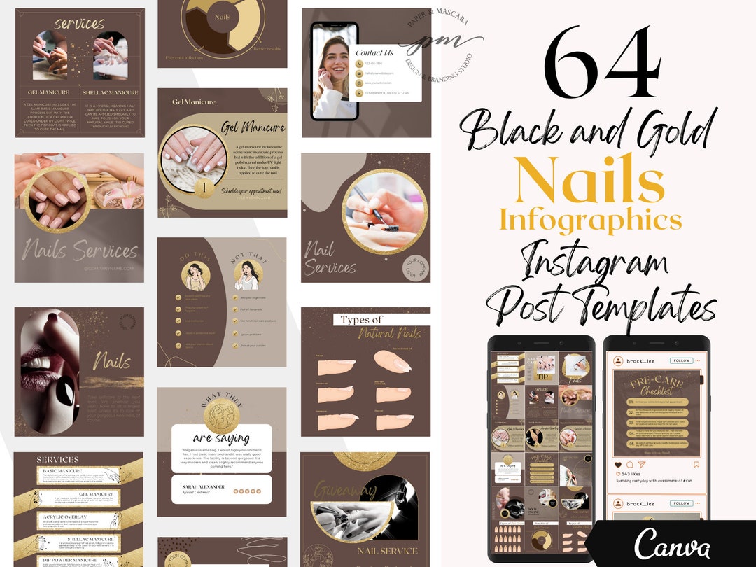 Nail Technician Instagram Post Templates, Editable Nails Social Media ...