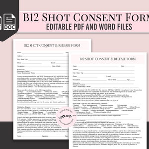 B12 Shot Consent Form Template, Facial Fillers Consent Template ...