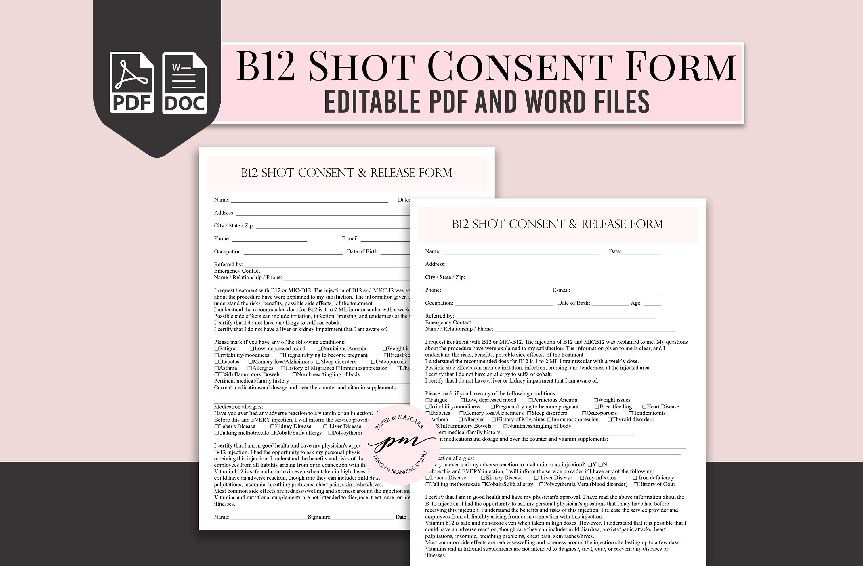 Design & Templates Stationery B12 Shot Consent Forms B12 Consent B12 ...