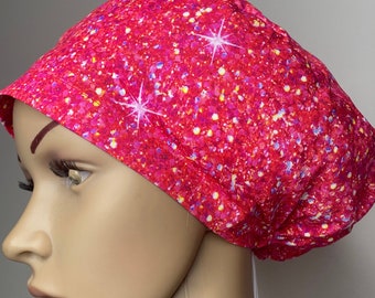 Handmade Aqua Sparkle Glitter Surgical Scrub Cap With Adjustable Toggle ...