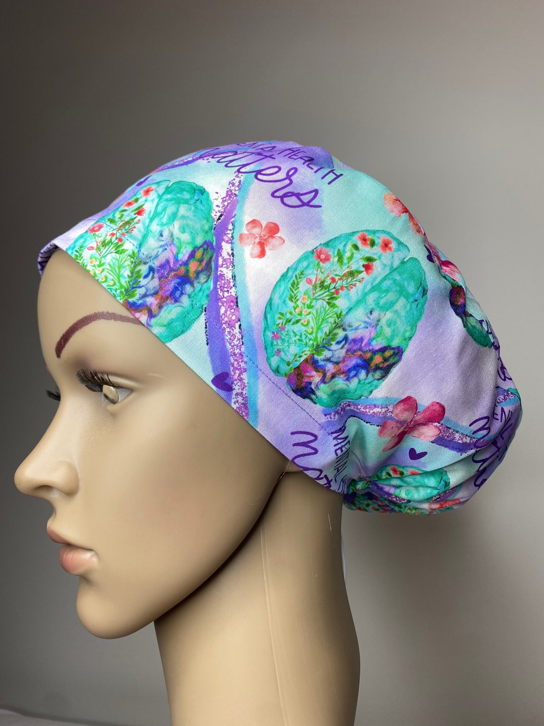 Surgical Scrub Cap Floral Brain Mental Health Matters - Etsy
