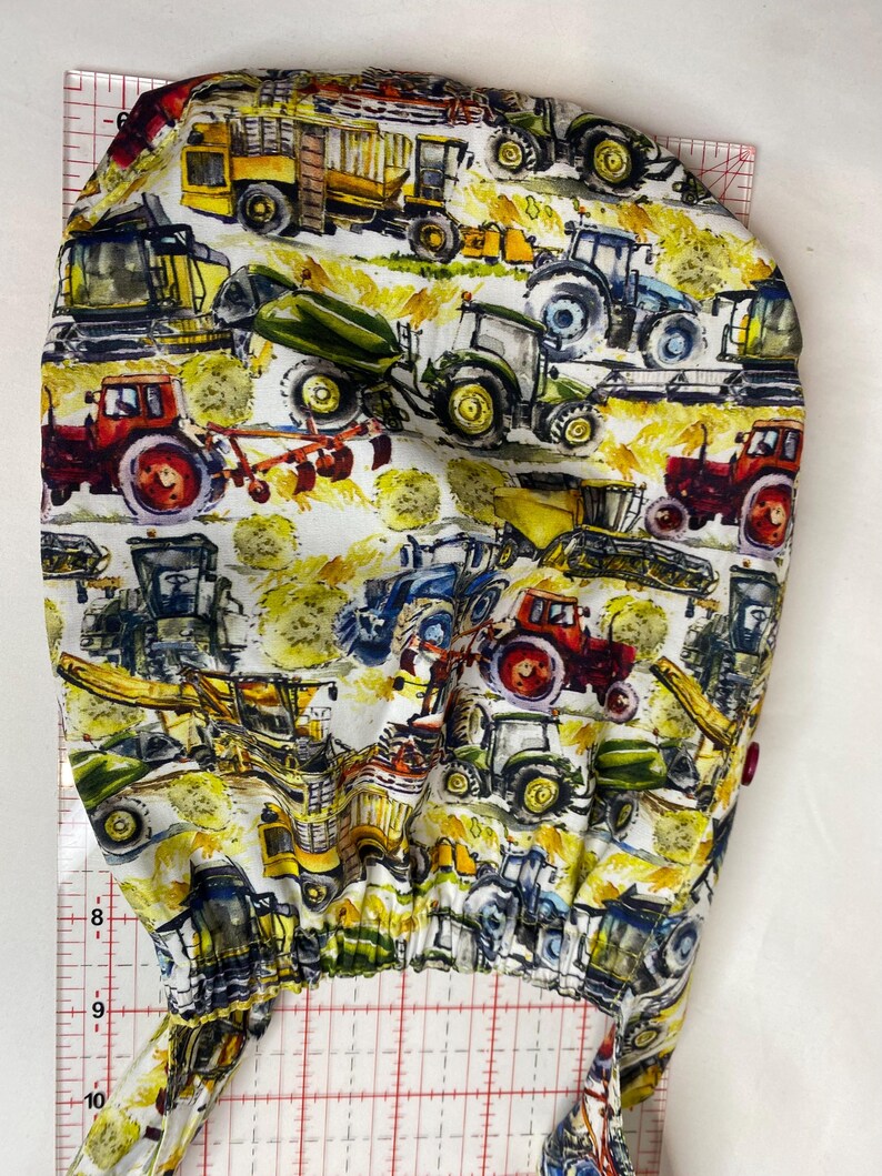 Tractor Scrub Hats - Lined Cotton Surgical Cap - Mens Scrub Caps - Tie ...