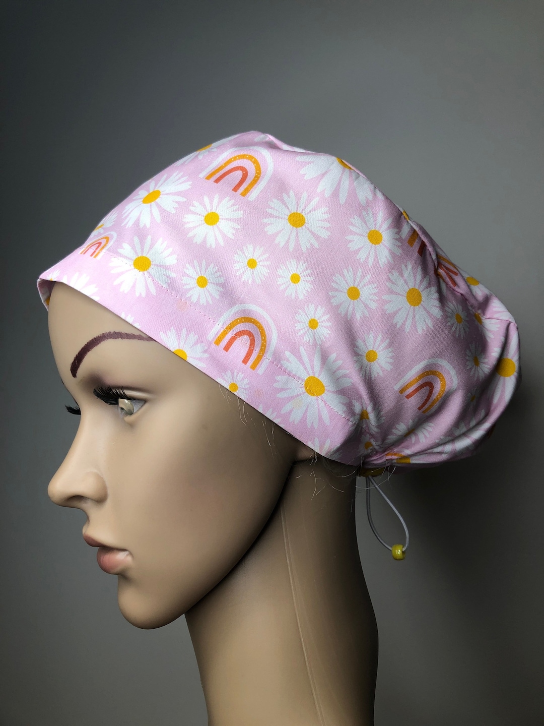 Scrub Hat Cap, Surgical Scrub Cap, Medical Scrubs, Pink Daisy With ...