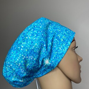 Handmade Aqua Sparkle Glitter Surgical Scrub Cap With Adjustable Toggle ...