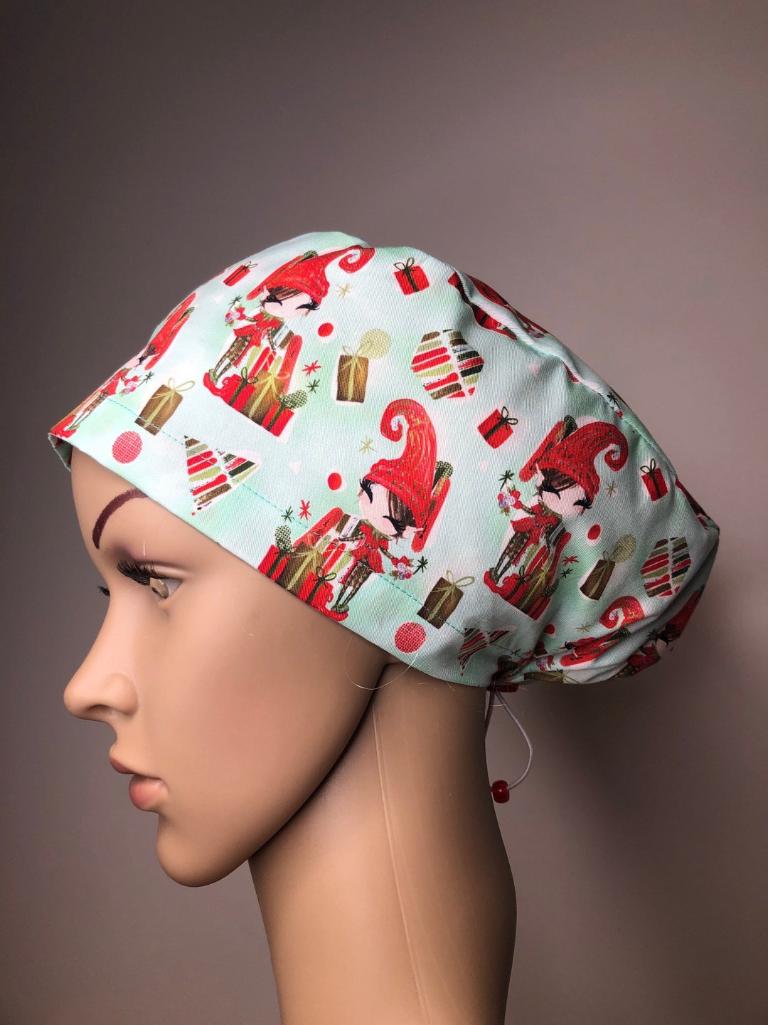 Christmas Scrub Cap, Elf Scrub Caps, Euro Style Hat, Elf Scrub Hats - Etsy