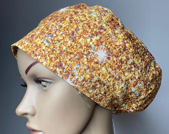 Handmade Aqua Sparkle Glitter Surgical Scrub Cap With Adjustable Toggle ...