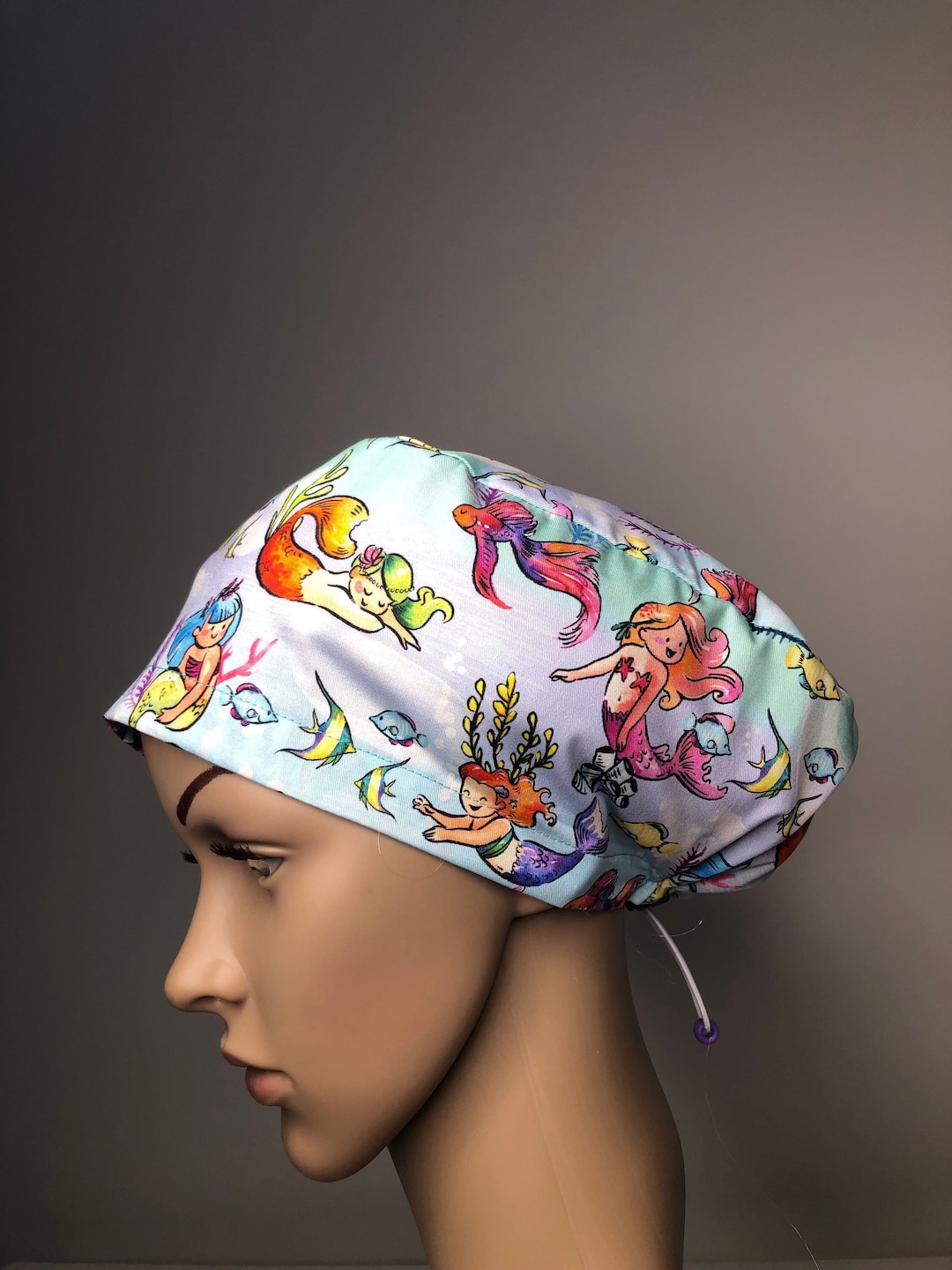 Scrub Cap Mermaid With Fish Aqua Scrub Hat - Etsy