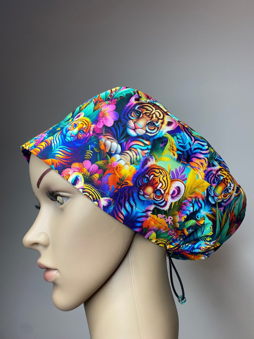 Handmade Rainbow Colored Tiger Cubs Surgical Cap Unique Cotton Scrub ...