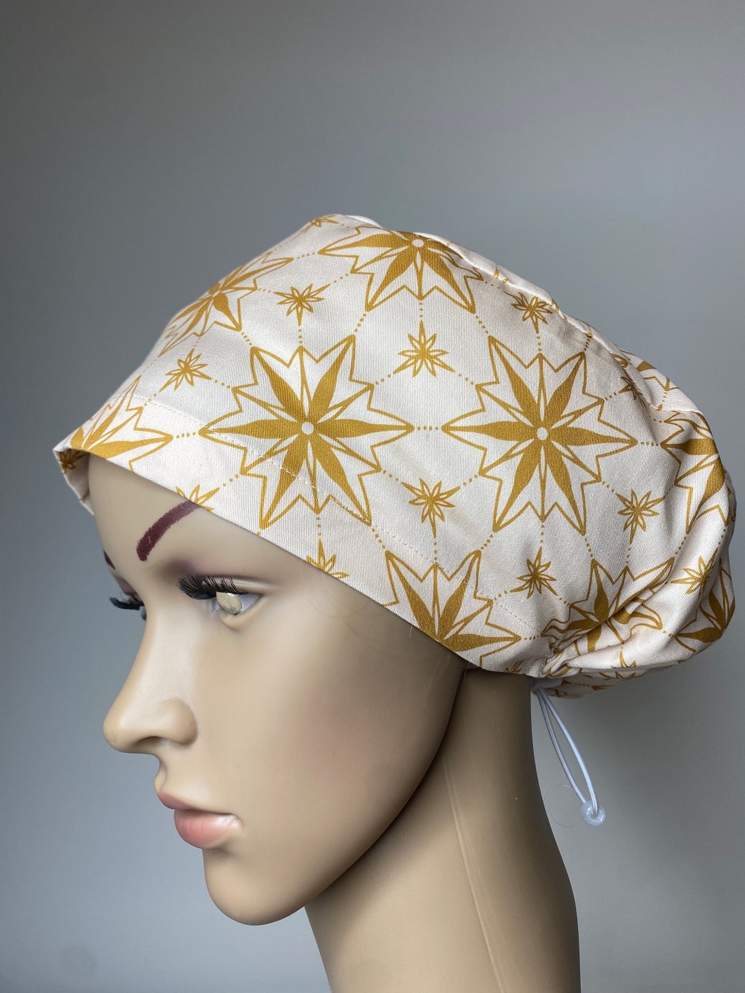 Christmas Scrub Cap - Gold Star, Handmade Cotton Toggle Hat - Etsy