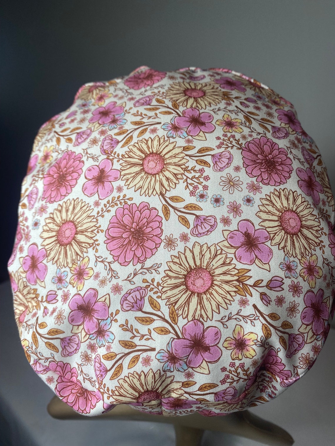 Pink Retro Daisy Scrub Hat Cap, Surgical Scrub Cap, Medical Scrubs, - Etsy