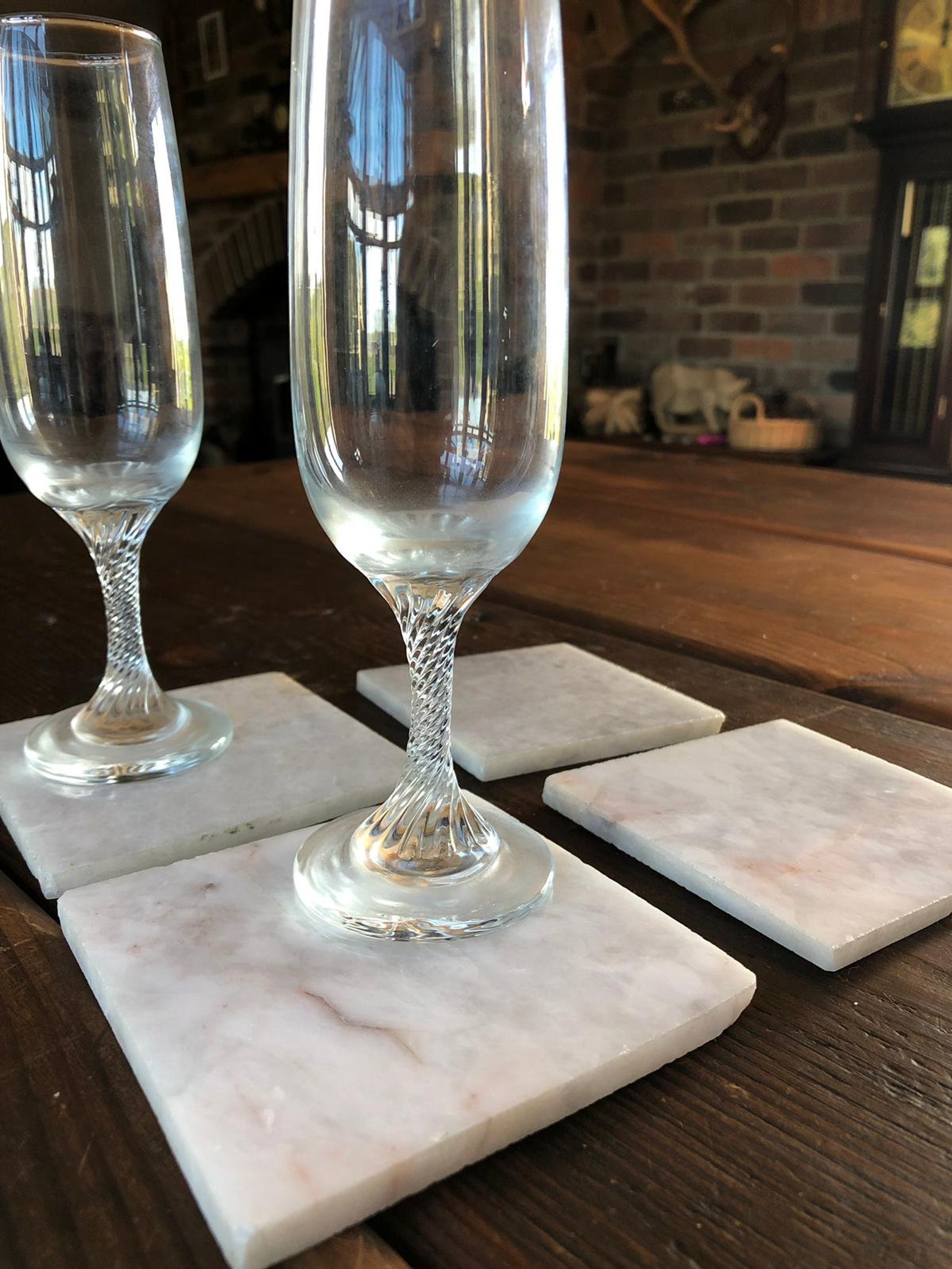White Crystal Quartz Premium Coasters Square Shape Natural Edge (set of ...