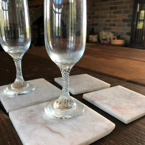 White Crystal Quartz Premium Coasters Square Shape Natural Edge (set of ...