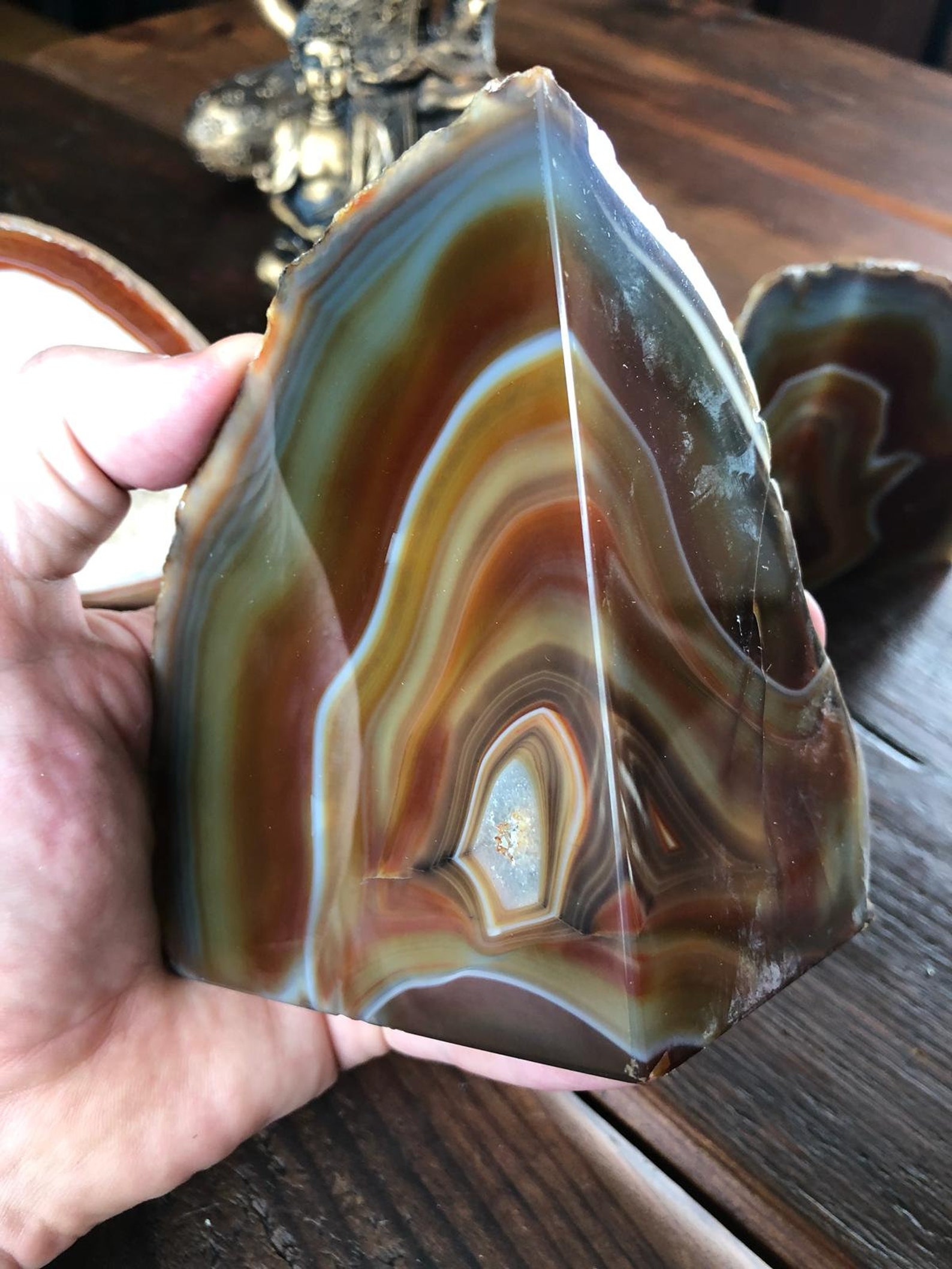 Red Rust Agate Natural Edge Microcrystalline Quartz Premium Bookends ...