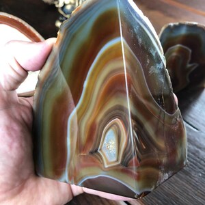 Red Rust Agate Natural Edge Microcrystalline Quartz Premium Bookends ...
