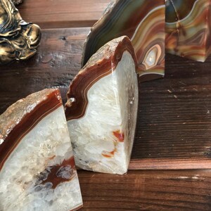 Red Rust Agate Natural Edge Microcrystalline Quartz Premium Bookends ...