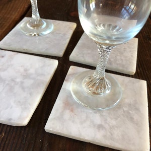 White Crystal Quartz Premium Coasters Square Shape Natural Edge (set of ...